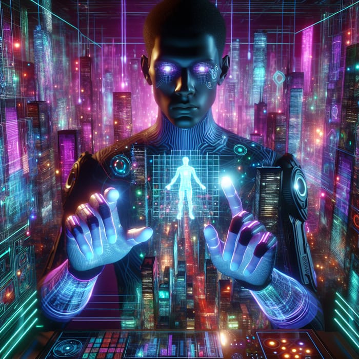 Futuristic Metaverse Gamer | Cyberpunk Style Focus | AI Art Generator ...
