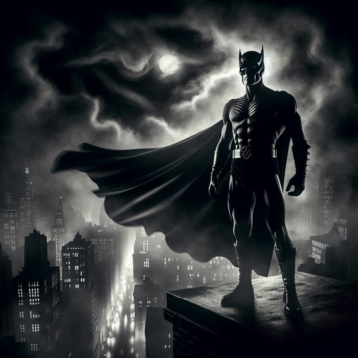 Dark Knight in Noir Cityscape | AI Art Generator | Easy-Peasy.AI