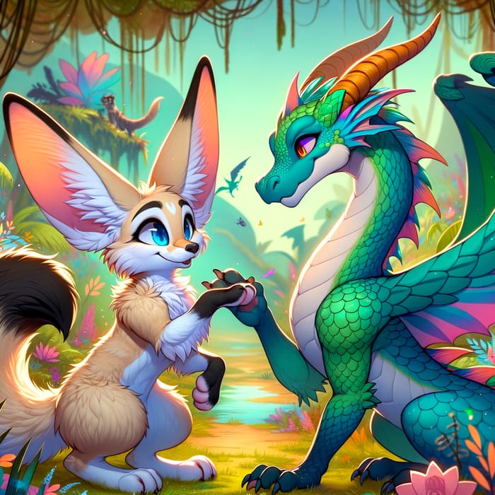 Fennec Fox and Dragon Furry: A Magical Duo | AI Art Generator | Easy ...