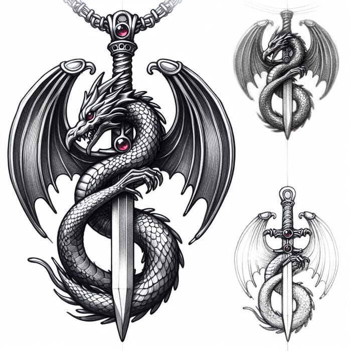 Unique Dragon Pendant with Intricate Glass Sword Design | AI Art ...