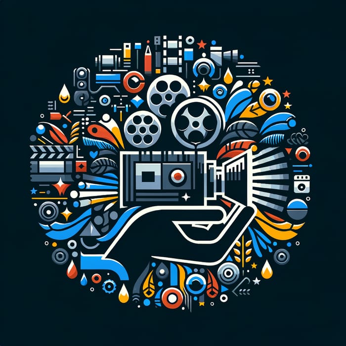 Artistic Cinema Equipment Icon for Film Making Training Center | AI Art ...