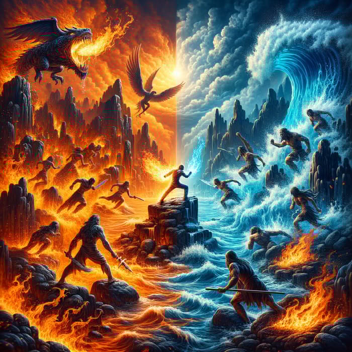 Fire vs Water: Epic Battle Explained | AI Art Generator | Easy-Peasy.AI