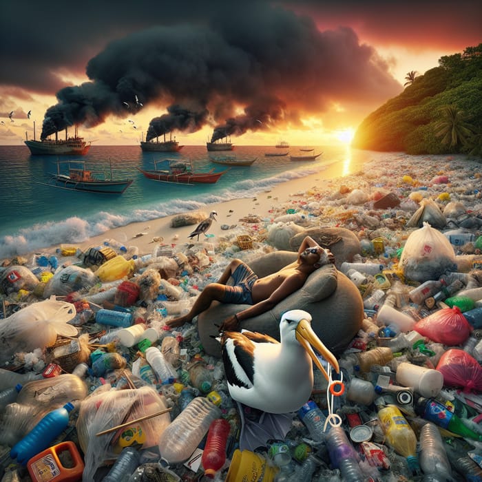 The Tragic Impact of Plastic Pollution on Beaches | AI Art Generator ...