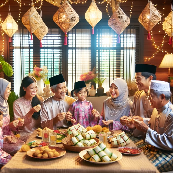 Family Celebrating Hari Raya: Joyful South Asian Gathering | AI Art Generator | Easy-Peasy.AI