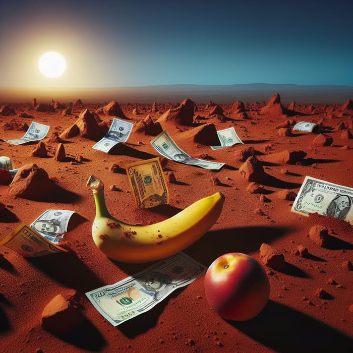 Money on Mars: Delightful Encounter with Banana | AI Art Generator ...