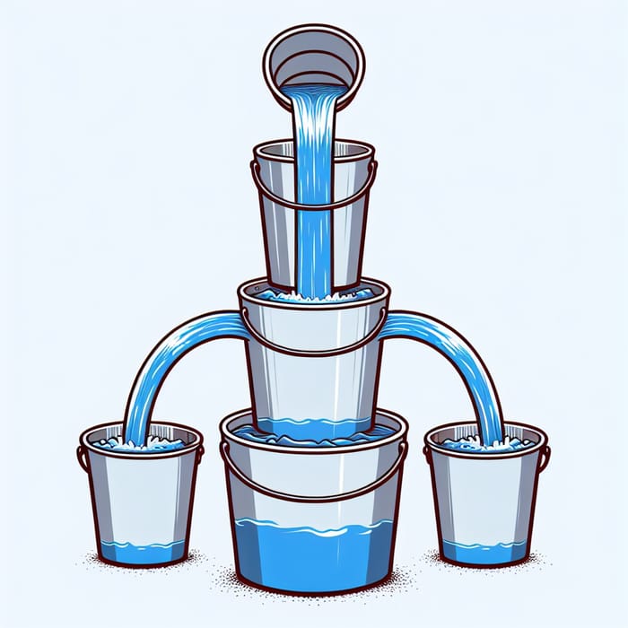 Stacked Bucket Waterfall: Flowing Water Cycle Display | AI Art ...