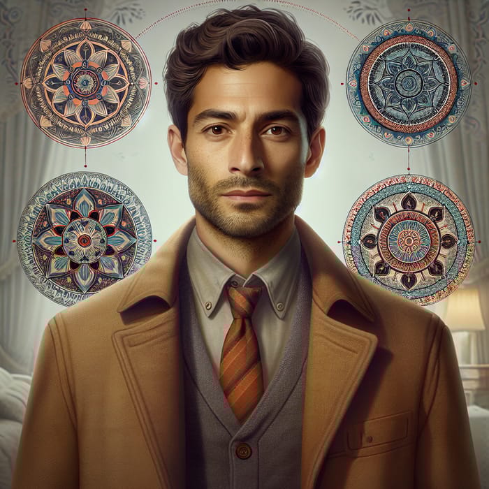 36 Year Old Afghan Magician in Coat and Tie with Mandala Magic Shields ...