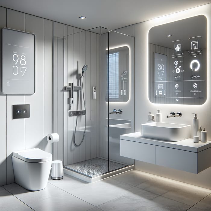 Modern Minimalist Smart Bathroom Design Ideas | AI Art Generator | Easy ...