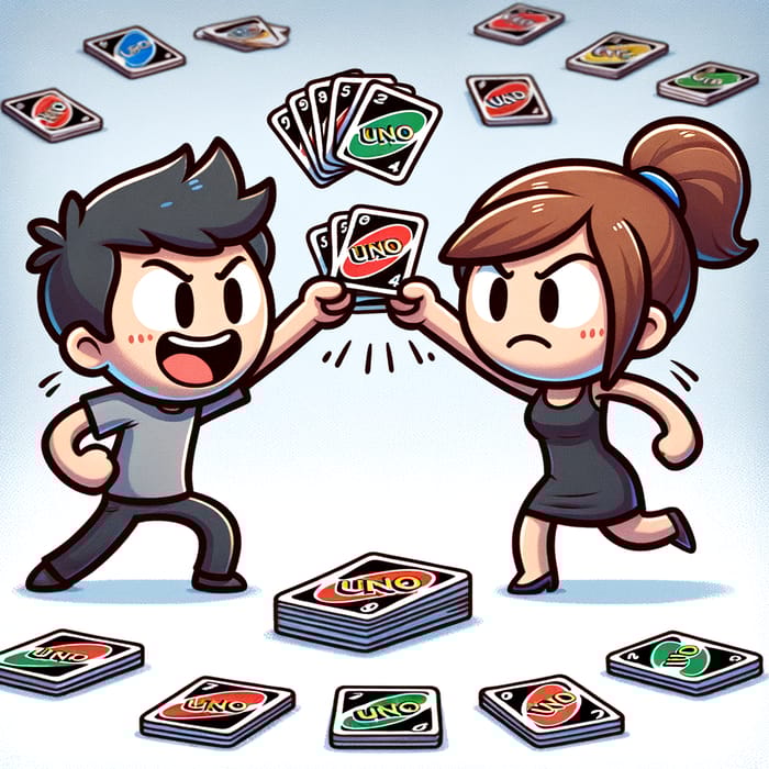 Intense Uno Card Battle: Stickman Duel | AI Art Generator | Easy-Peasy.AI