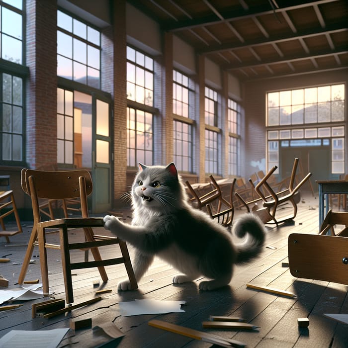 Determined Cat Wreaks Havoc in Empty School | AI Art Generator | Easy ...