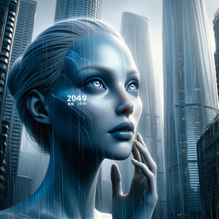 Pleiadian Woman at Dawn | Futuristic Skyscraper Scene 2049 | AI Art Generator | Easy-Peasy.AI
