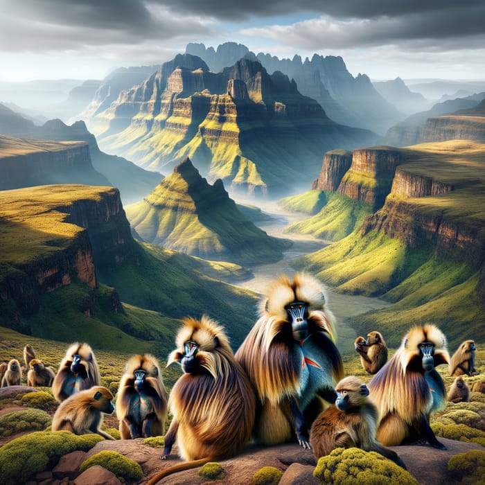 Explore Simien Mountains with Gelada Baboons | AI Art Generator | Easy ...