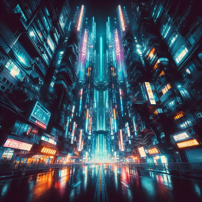 Futuristic Cyberpunk Night Cityscape with Neon Lights | AI Art ...