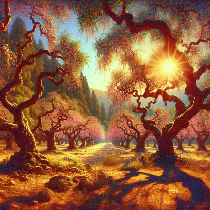 Serene Peach Grove Orakau 1846 Battle Scene | AI Art Generator | Easy ...