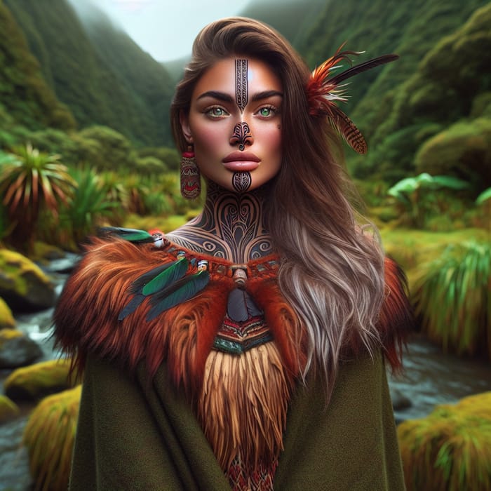 Full-Bodied Maori Woman with Chin Tattoo | Cultural Heritage & Natural ...