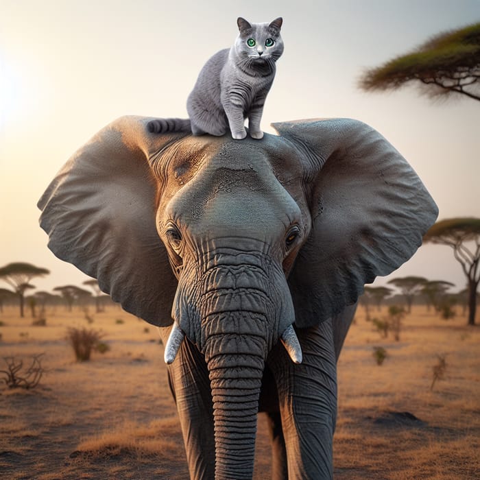 Cat on Top of an Elephant: A Playful Encounter | AI Art Generator ...