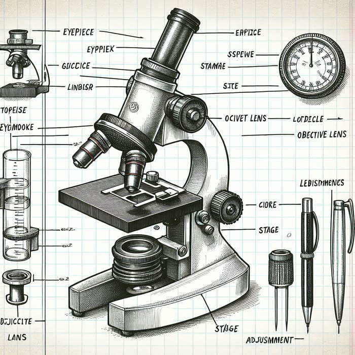 Detailed Microscope Sketch with Labels | AI Art Generator | Easy-Peasy.AI