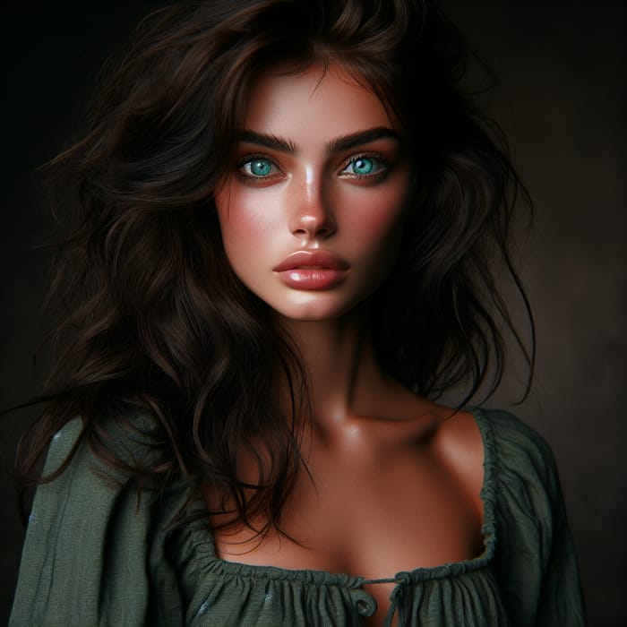 Mesmerizing Gypsy with Enchanting Blue-Green Eyes | AI Art Generator ...