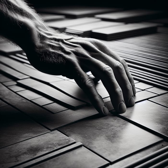 Meticulous Hand Placing Tiles | Black and White Architectural Photo ...