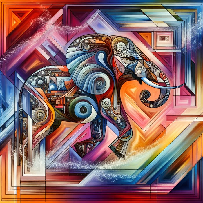Elephants in Abstract - Geometric Shapes & Patterns | AI Art Generator ...