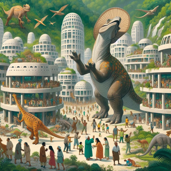 Wholesome Coexistence in Dinotopia City with Pachycephalosaurus | AI ...