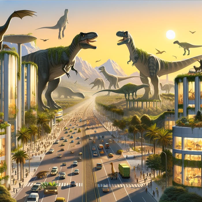 Dinotopia City: Where Modernity Meets Prehistory | AI Art Generator ...
