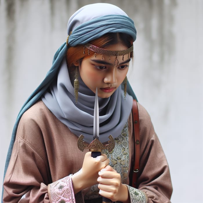 Arab Girl with Sword - Unique Character Portrait | AI Art Generator ...