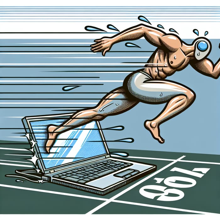Comic Computer Sprinting in a 100-Meter Dash | AI Art Generator | Easy ...