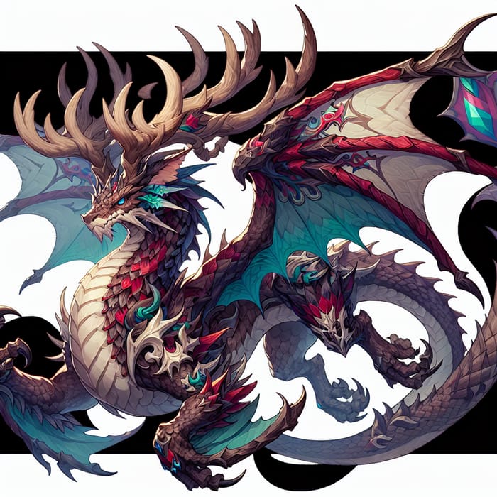 Dragon with Deer Antlers - Fantasy Creature Artwork | AI Art Generator ...