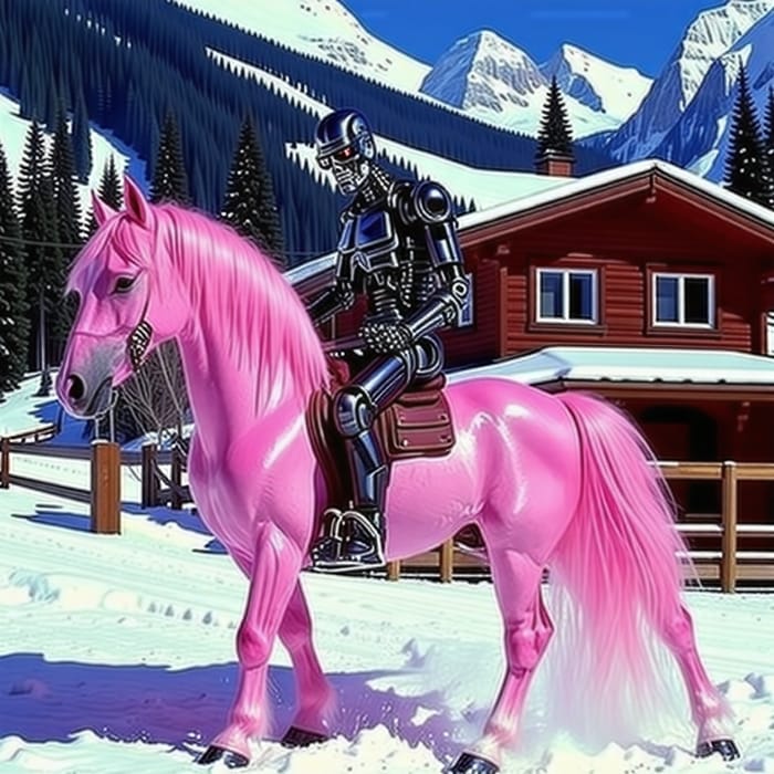 Terminator T800 Rides a Pink Pony at Women's Bathhouse - Cheburashka ...