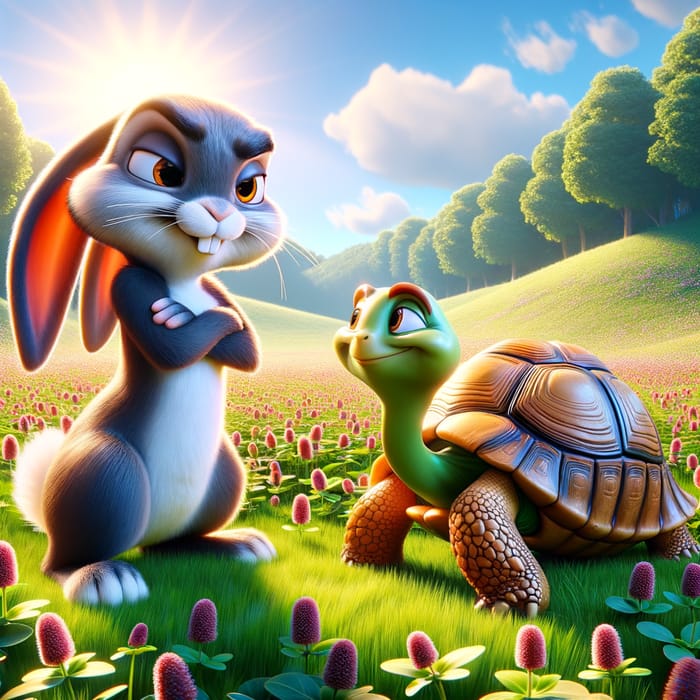 Cheeky Rabbit & Tortoise in 3D Animation | AI Art Generator | Easy-Peasy.AI