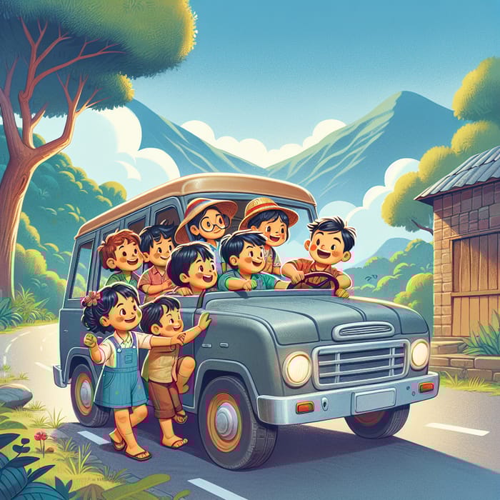 Brown Kids Road Trip Adventure | Joyful Imaginations | AI Art Generator ...