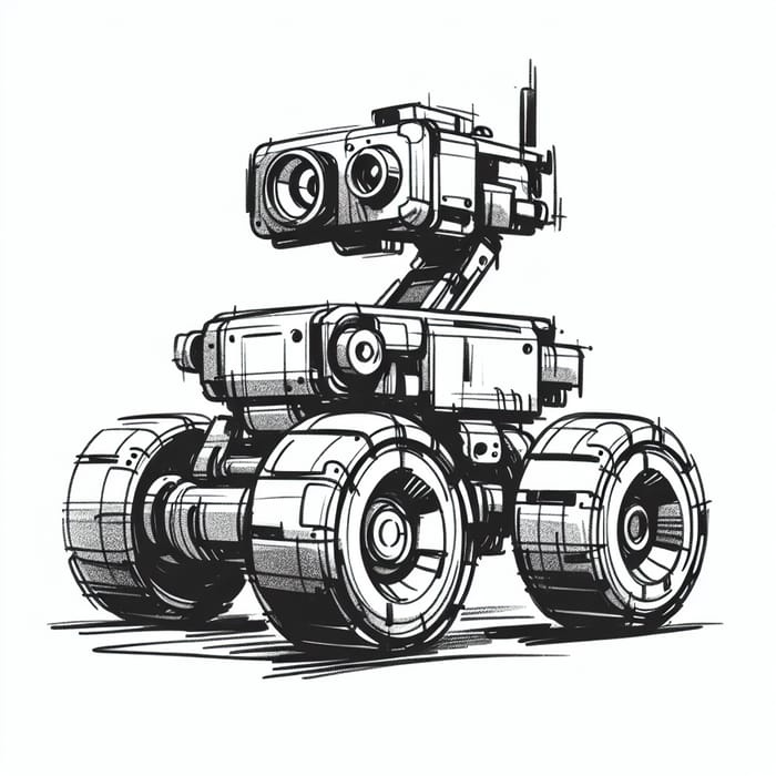 Wheeled Robot Drawing - AI Technology | AI Art Generator | Easy-Peasy.AI