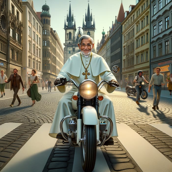 Pope Francis on a Motorcycle Ride | AI Art Generator | Easy-Peasy.AI