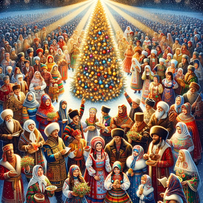 Unity of Russia's Diverse Peoples | Multicultural Christmas Scene | AI ...