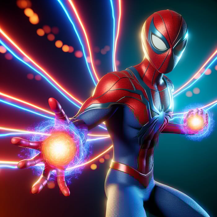 Spider Man Energy Attack - Dynamic Pose and Bright Spheres | AI Art ...