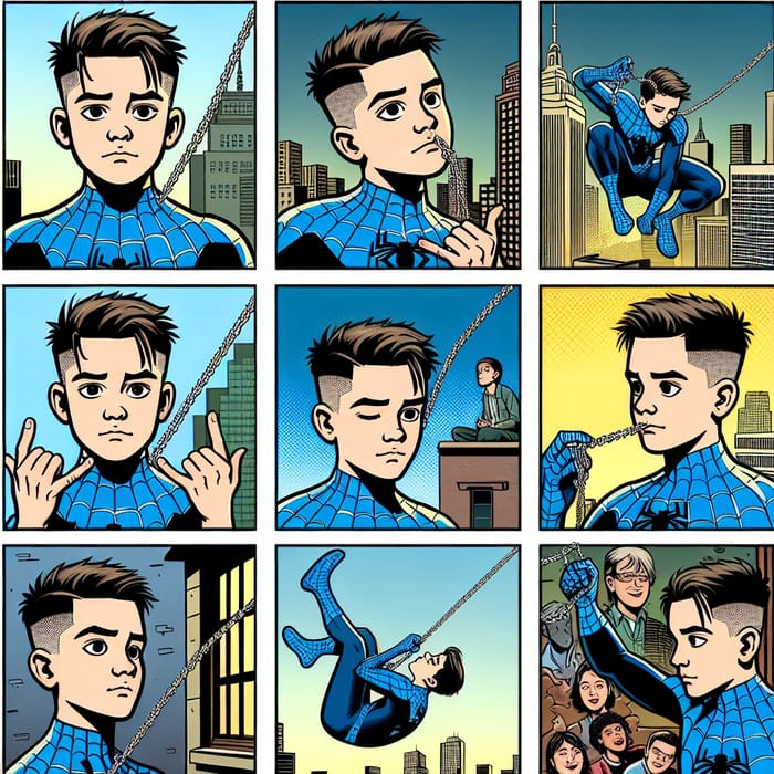 Comic Strip featuring a Boy with Short Hair and Silver Chain ...