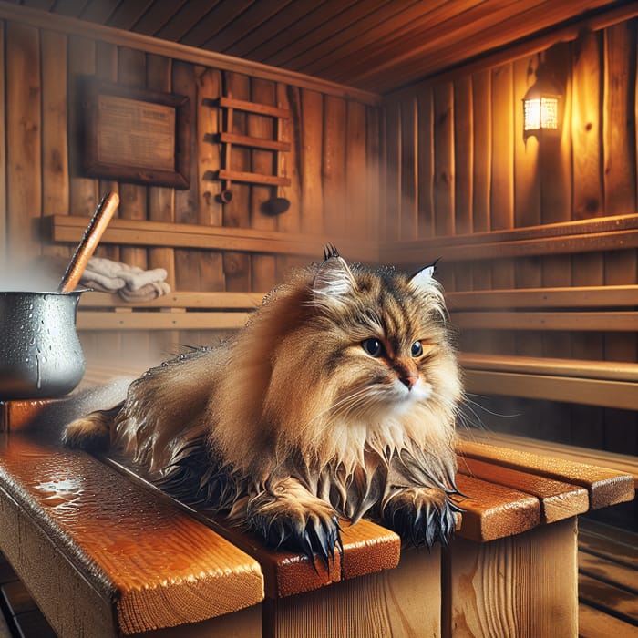 Adorable Cat in a Russian Bathhouse | AI Art Generator | Easy-Peasy.AI