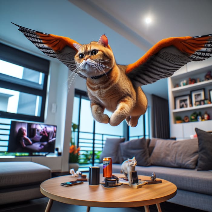 Flying Cat - Adorable Aerial Feline Companion | AI Art Generator | Easy ...