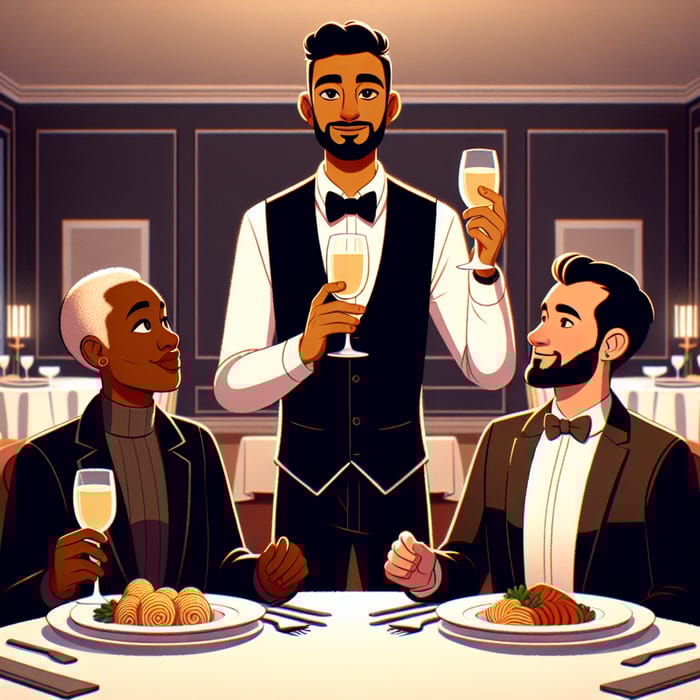 Elegant Dinner Scene with Diverse Toasting Anime | AI Art Generator ...
