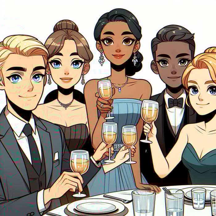 Toast at a Formal Dinner: Anime Style Animation | AI Art Generator ...