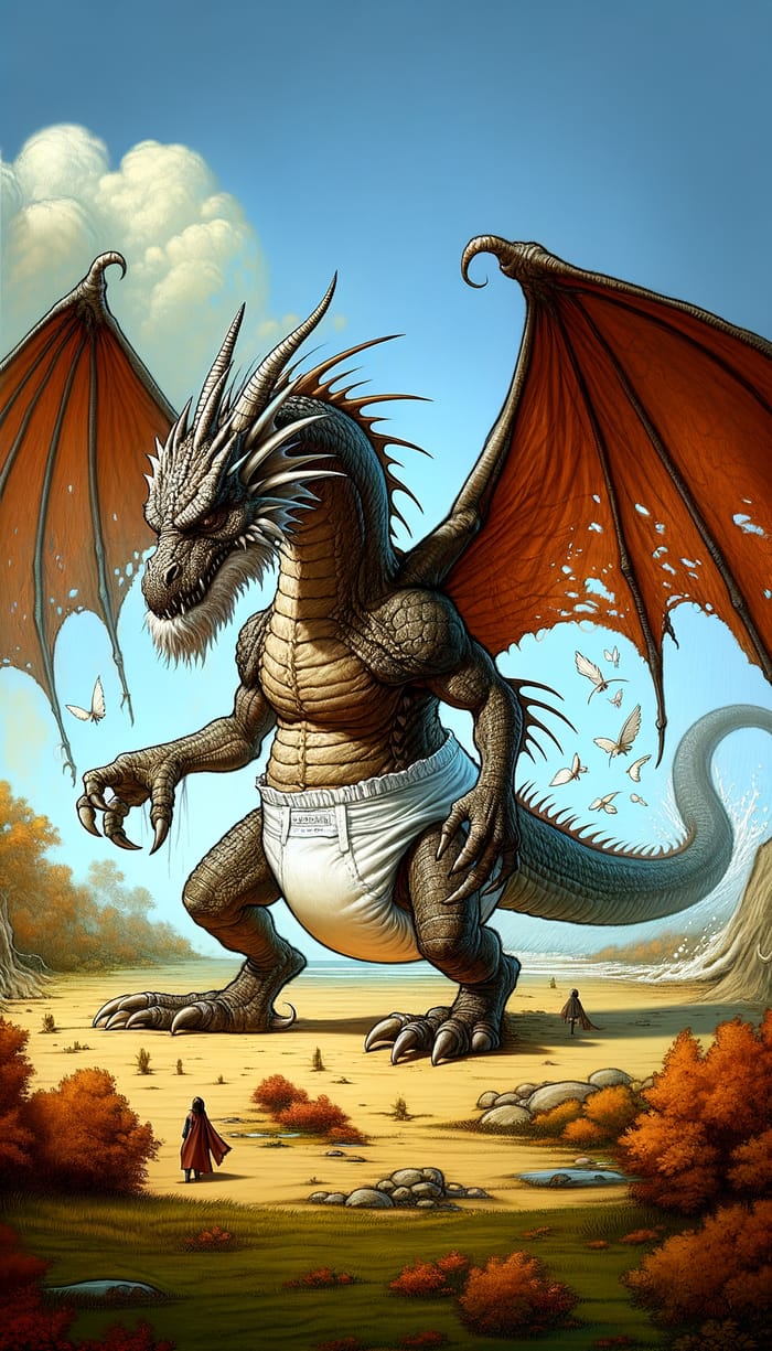 Shrinking Dragon in White Diaper Shrink to Micro | AI Art Generator ...