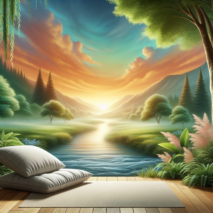 Tranquil Meditation Setting with Serene Backdrop | AI Art Generator ...
