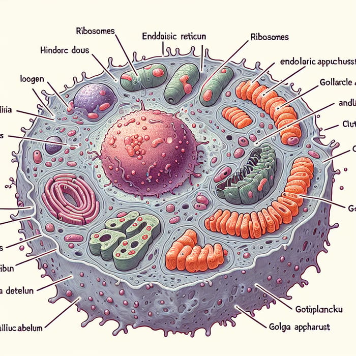 Detailed Anatomy of a Cell: Nucleus, Mitochondria, Ribosomes, ER, Golgi ...