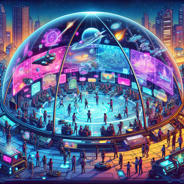 Futuristic Virtual Reality Gaming Dome | AI Art Generator | Easy-Peasy.AI