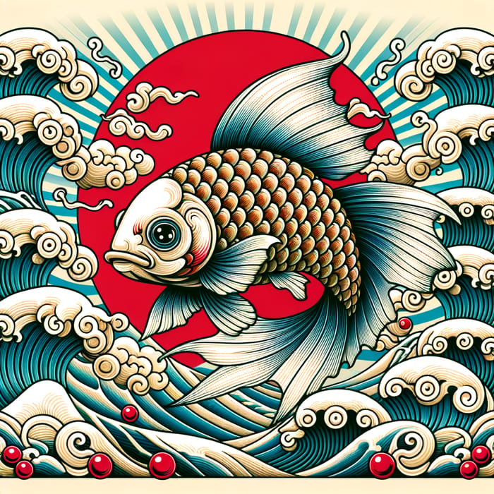 Japanese Fish in Serene Ocean | AI Art Generator | Easy-Peasy.AI