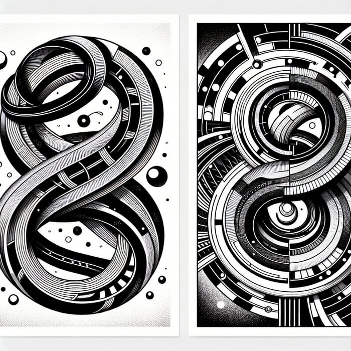Black and White Moebius Strip Poster - Stunning Design | AI Art ...