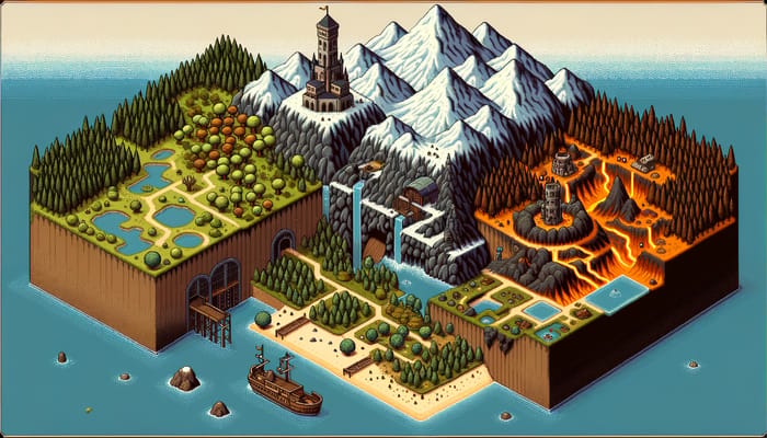 Pixel Style Level Selector Map - Adventure and Curiosity Pixel ...