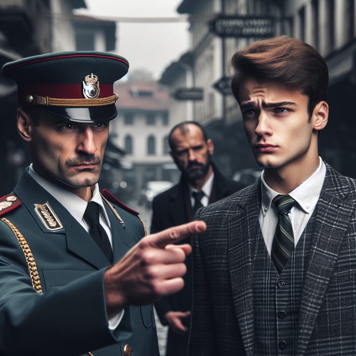 Bulgarian Policeman Directs Young Man in Suit in Sofia, Bulgaria | AI ...