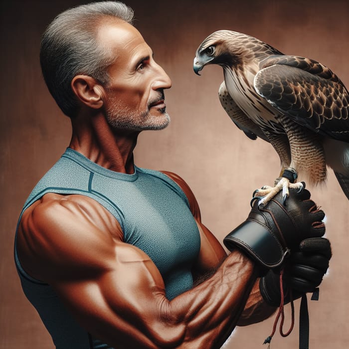 Man and Hawk: A Breathtaking Bond | AI Art Generator | Easy-Peasy.AI